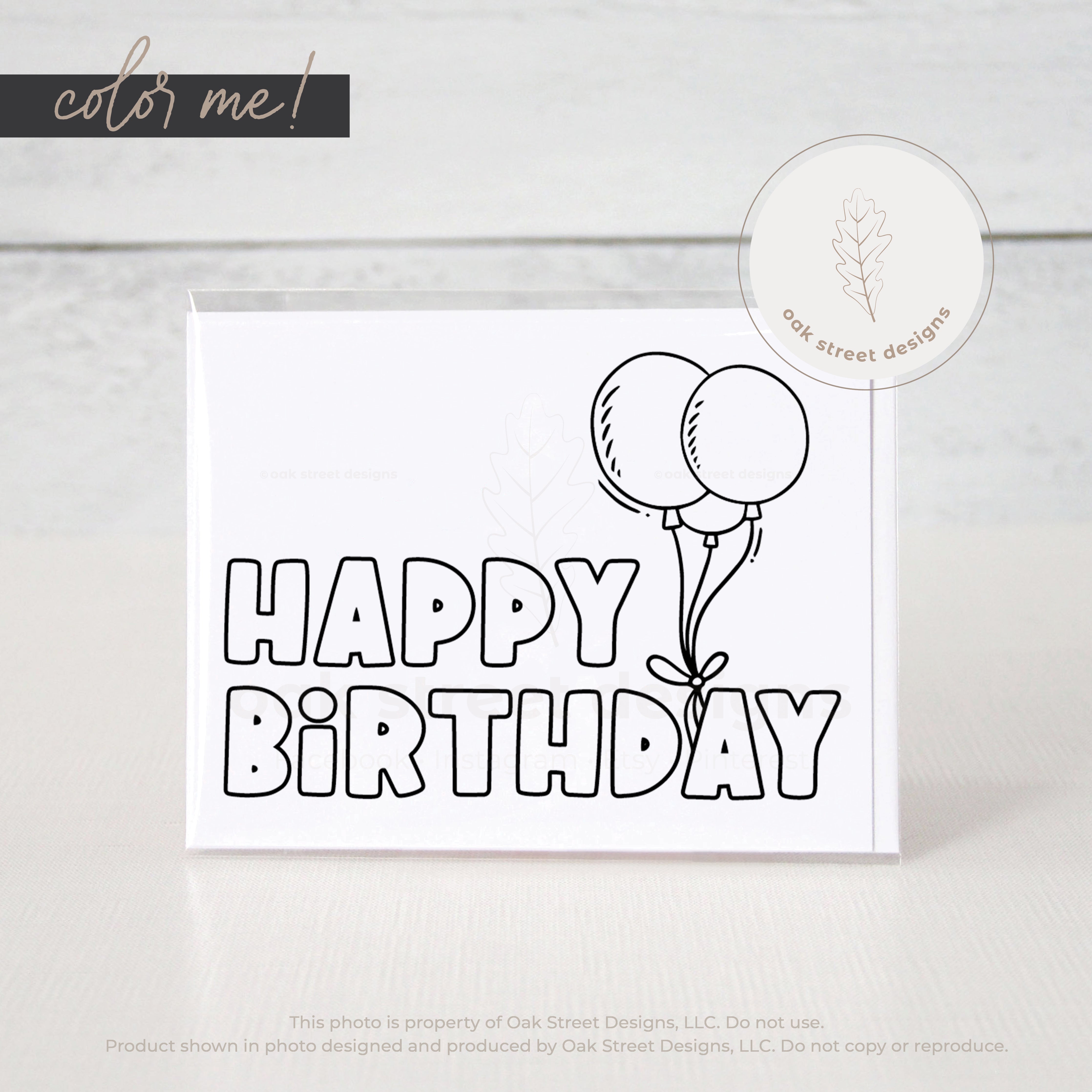Color Yourself Birthday Cards Happy Birthday Card Template | Worksheet